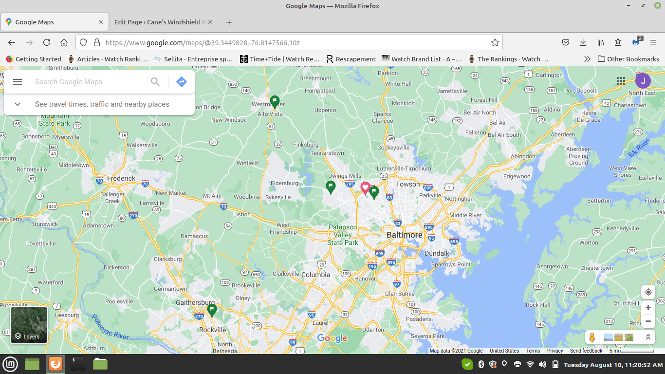 Coverage Area - Cane's Windshield Repair of Baltimore MD. 410-375-6994